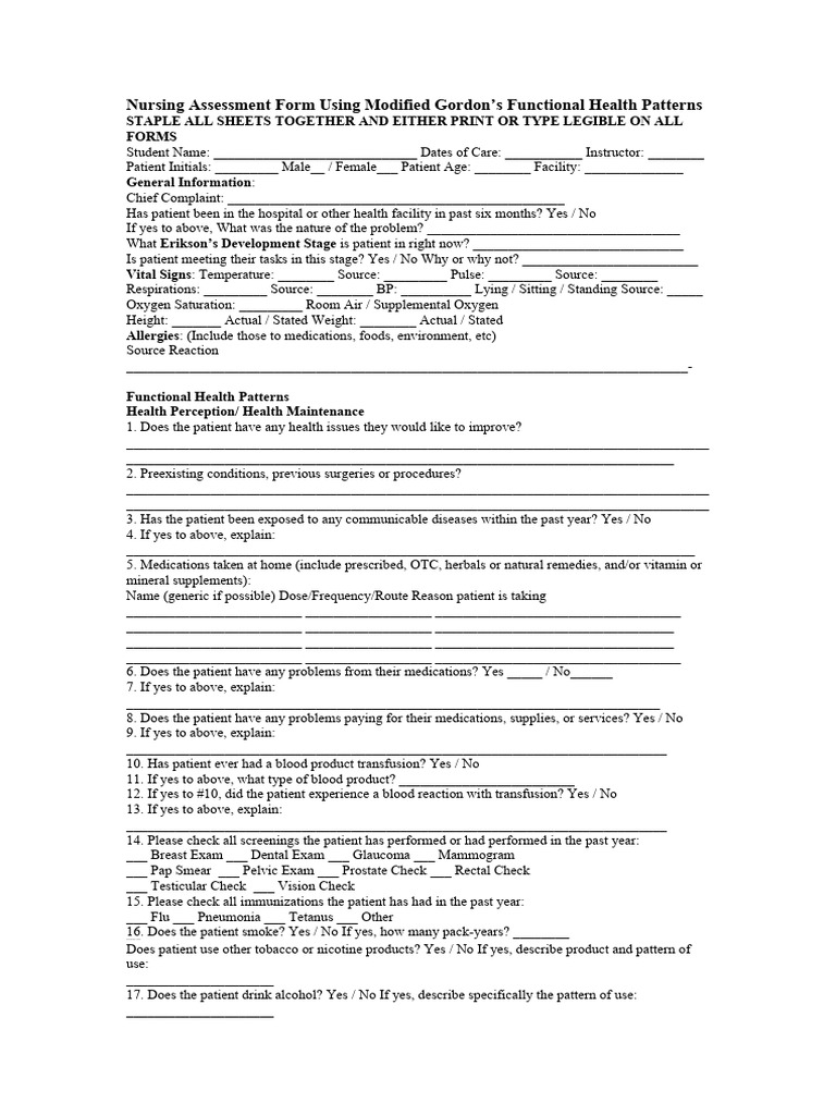 Gordon's Form | PDF | Sleep | Sleep Deprivation