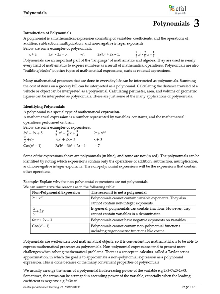 9th STD Polynomials Text .Book - 2021 Vol 1 | PDF | Division ...