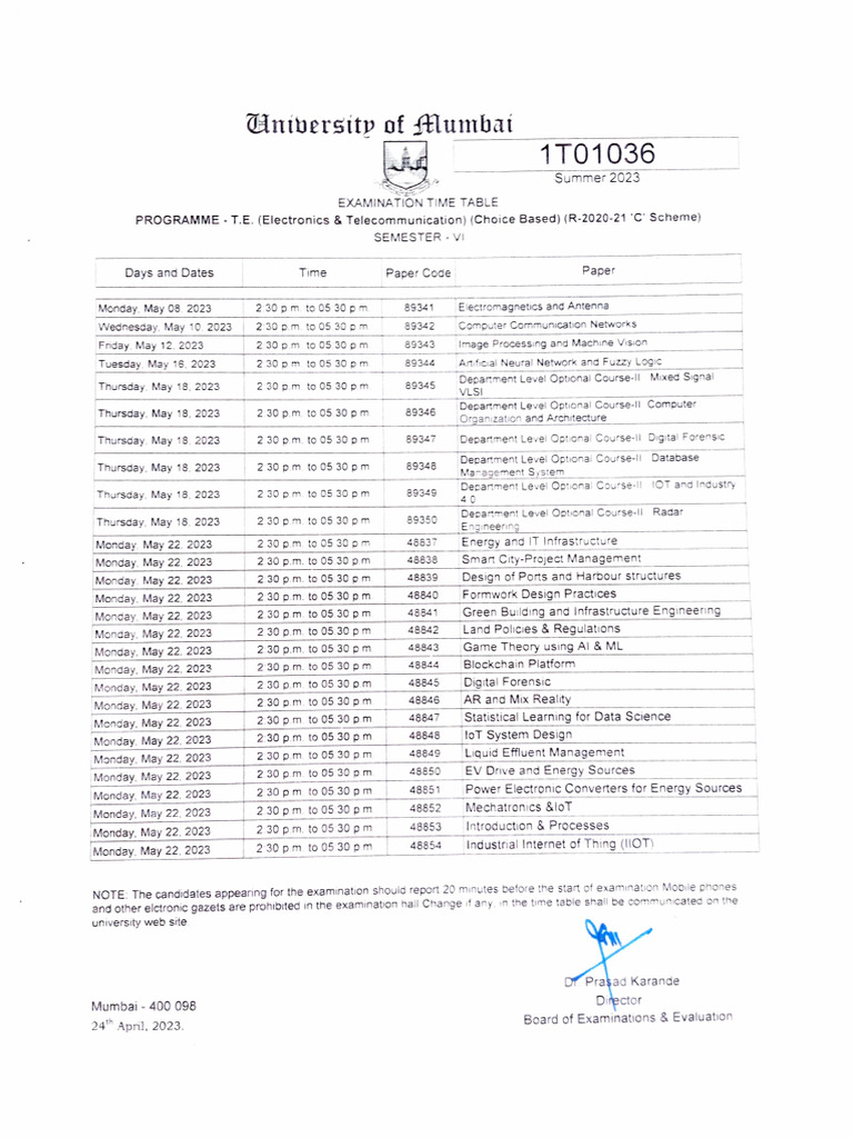 1T01036 E&tc Sem-6 C Scheme | PDF | Computing | Information And Communications Technology