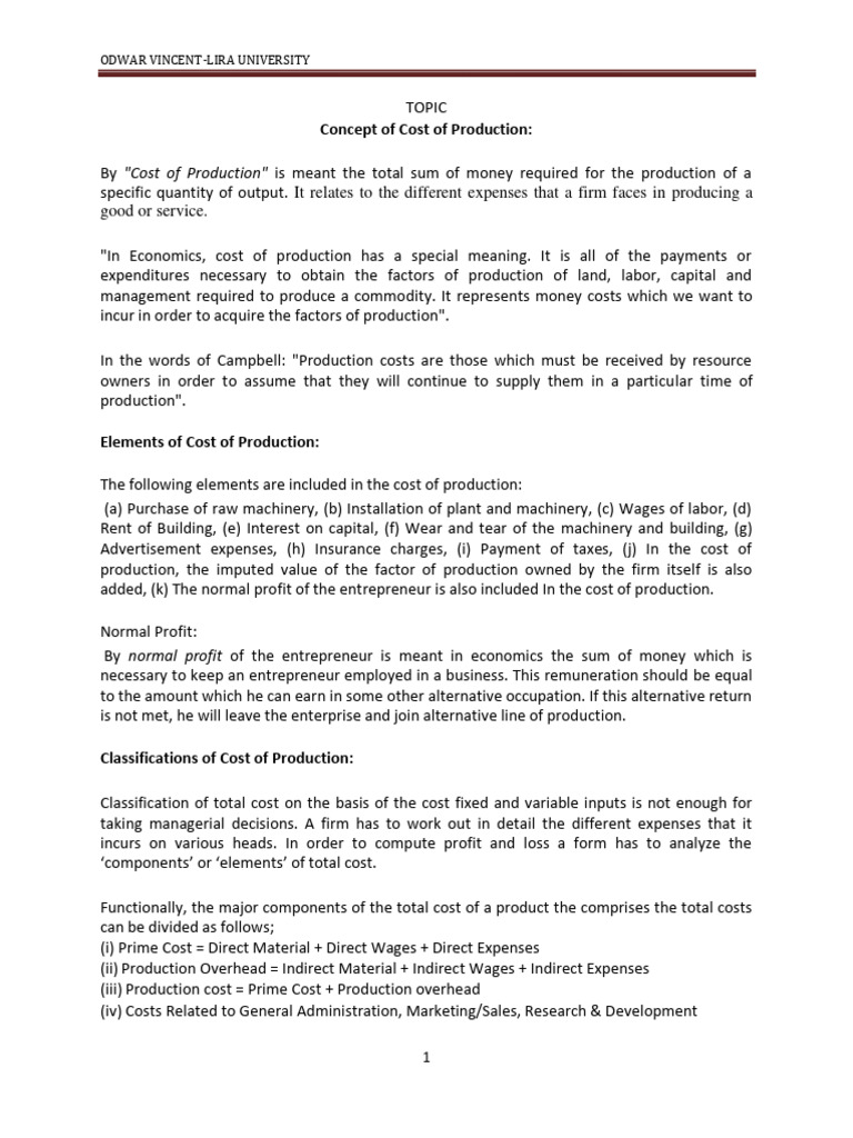 Cost of Production | Download Free PDF | Marginal Cost | Average Cost