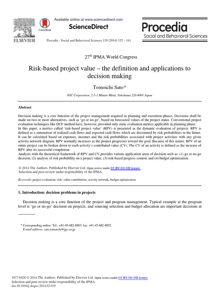 Risk-Based Project Value | PDF | Discounted Cash Flow | Net Present Value