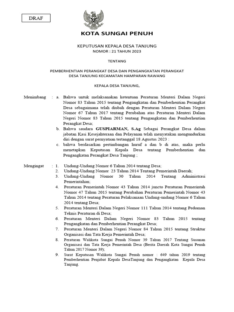 Draf SK Pemberhentian | PDF