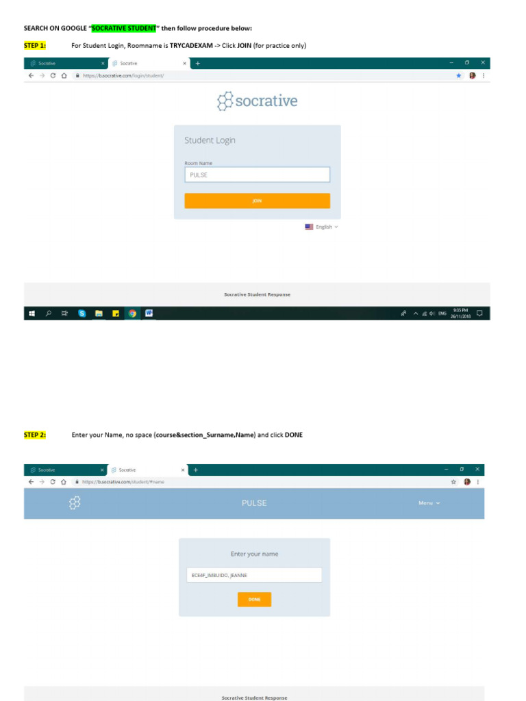 Socrative Procedure | PDF