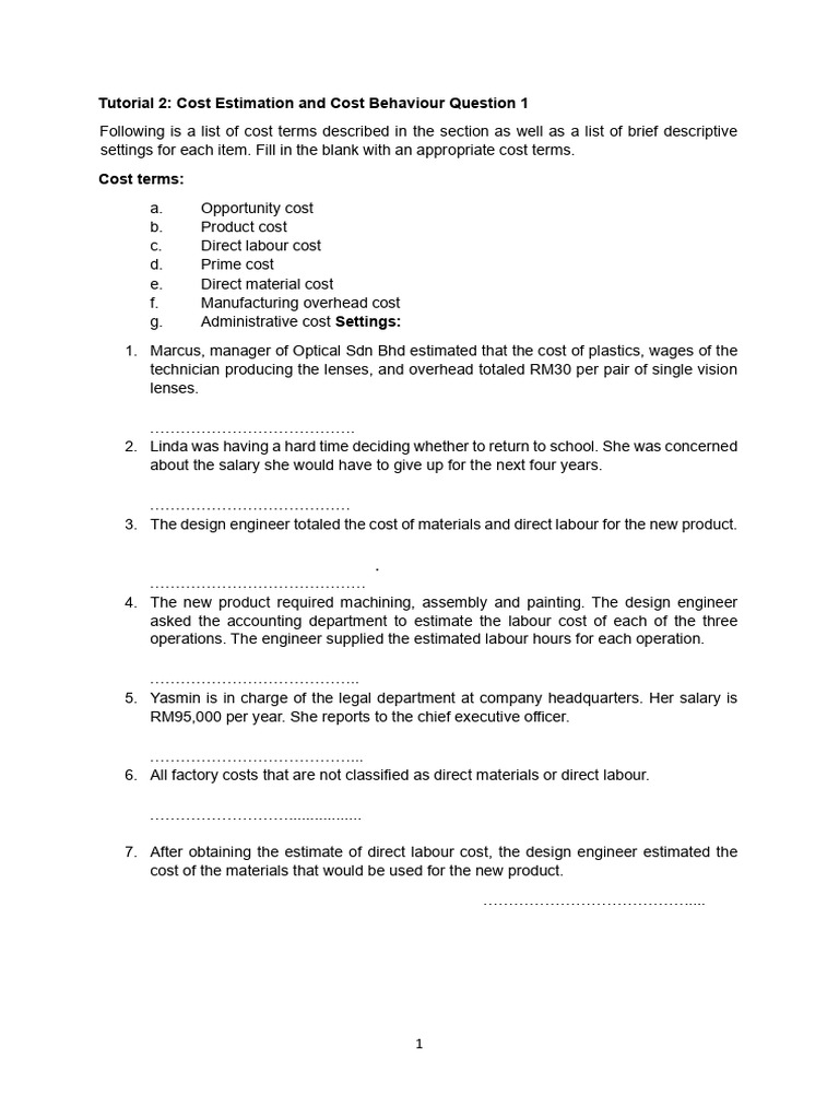 Cost Classification and Estimation Guide | PDF | Cost | Business