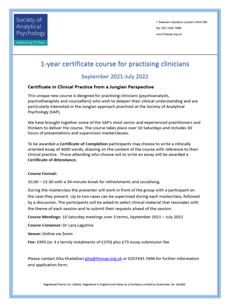 Clinical Practice Prog 2021 22 | PDF | Psychoanalysis | Analytical ...