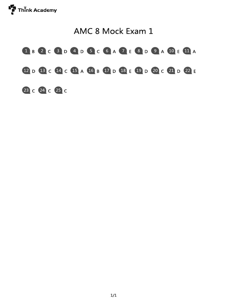 AMC 8 Mock Exam 2-Answer | PDF