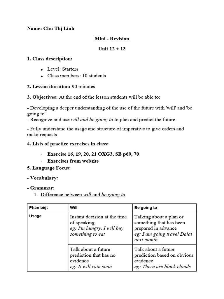 Mini Revision: Future Tenses & Imperatives | PDF | Linguistics | Human ...