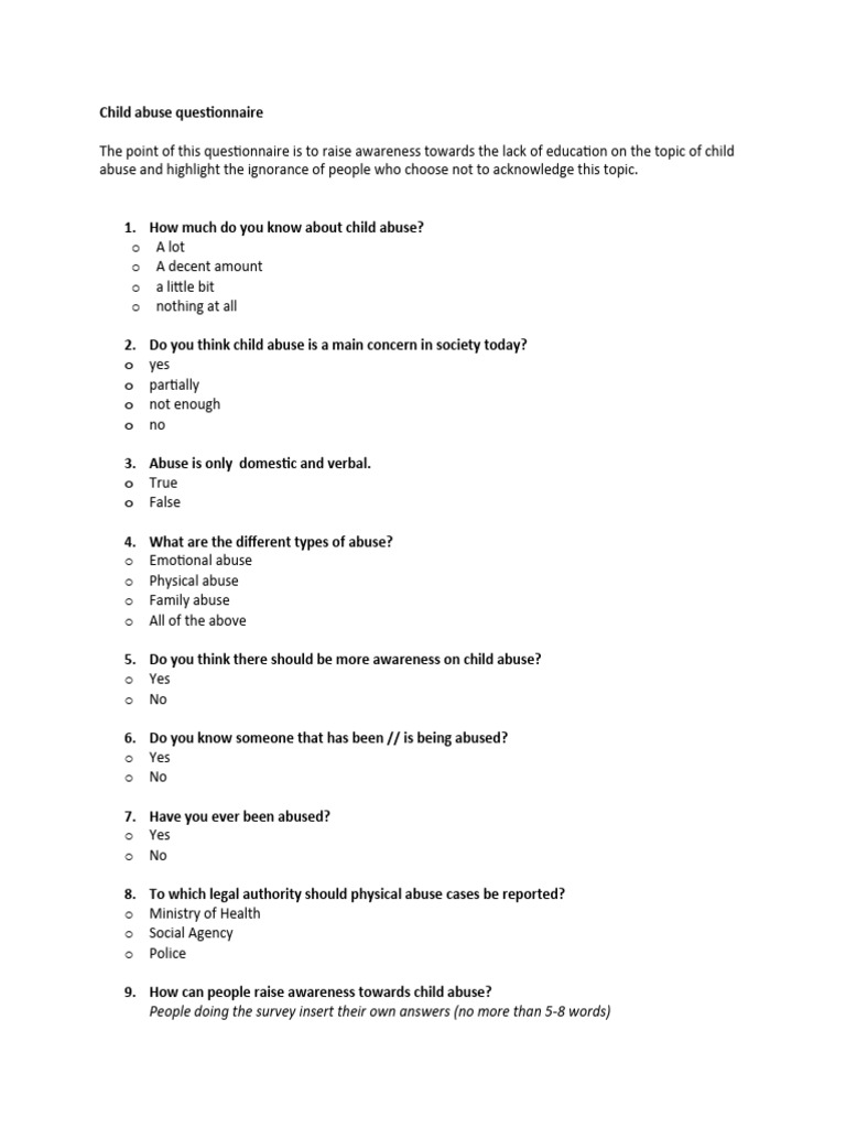 Child Abuse Survey | PDF