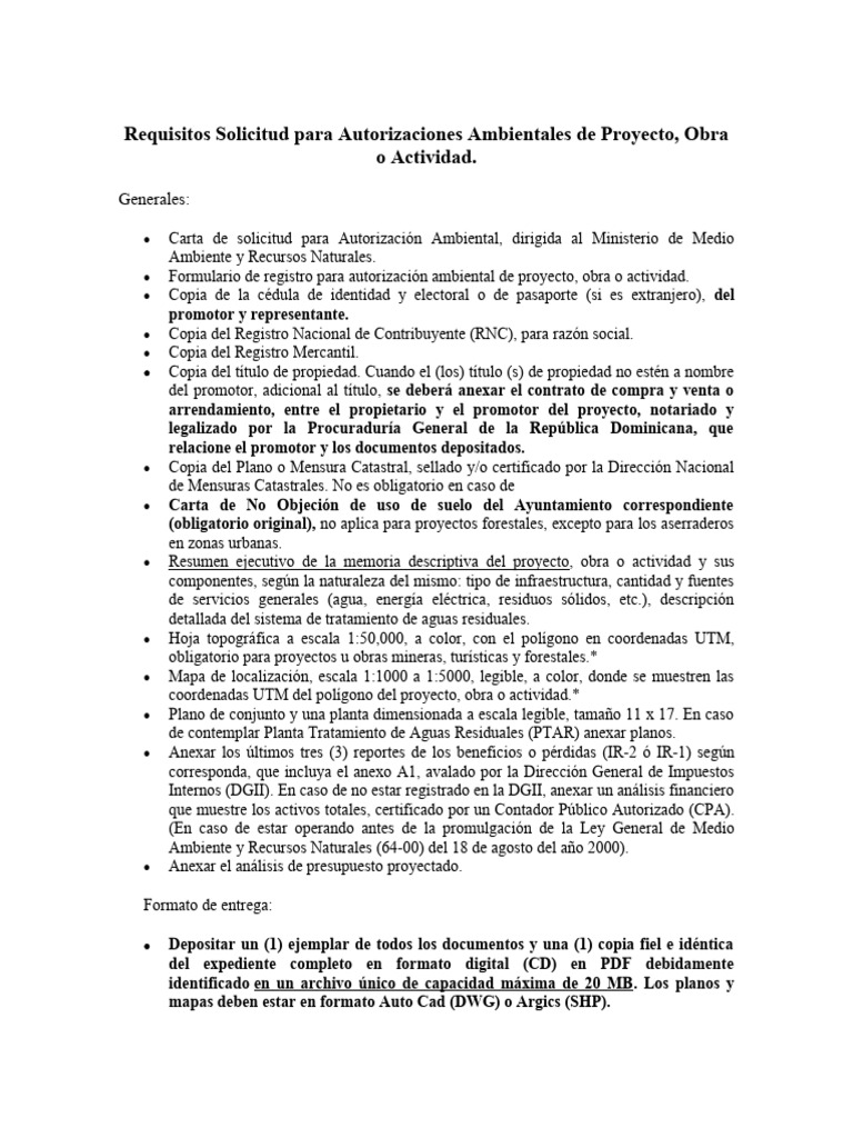 Requisitos para Autorizaciones Ambientales | PDF | Derecho