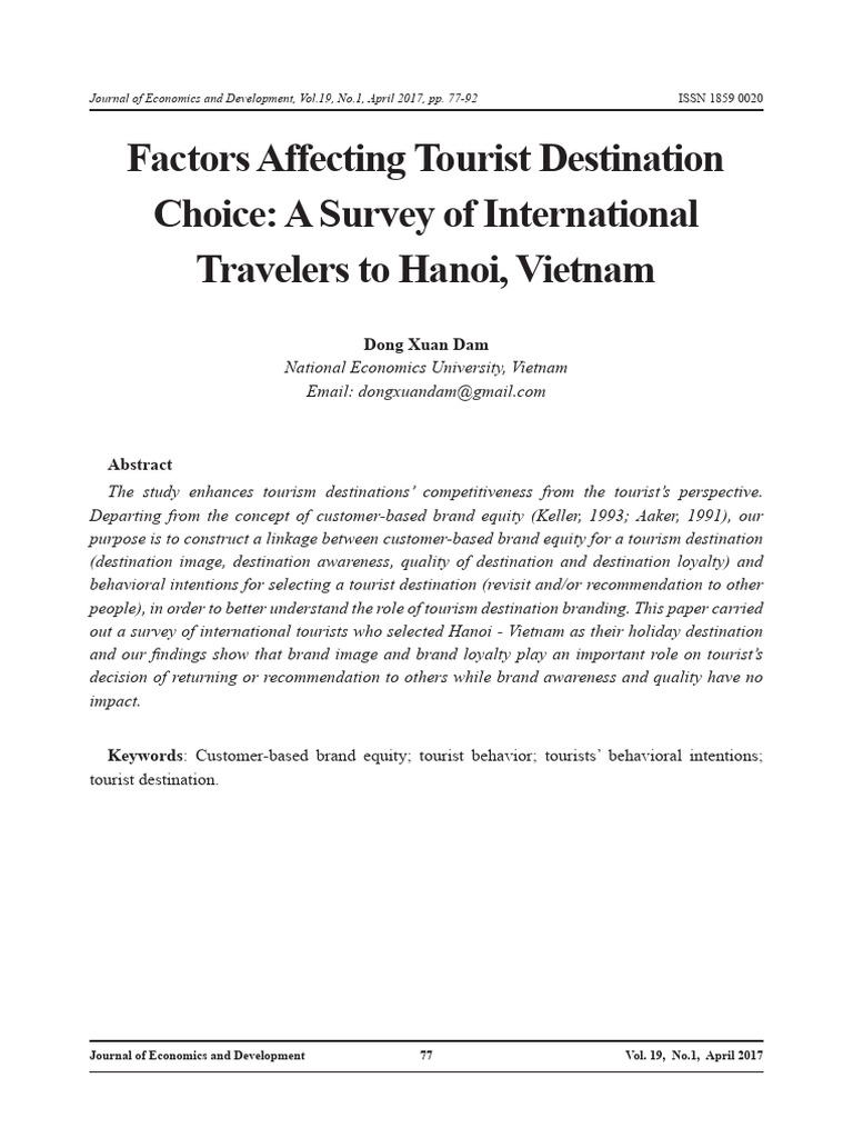 Factors affecting tourist destination | PDF | Brand | Factor Analysis