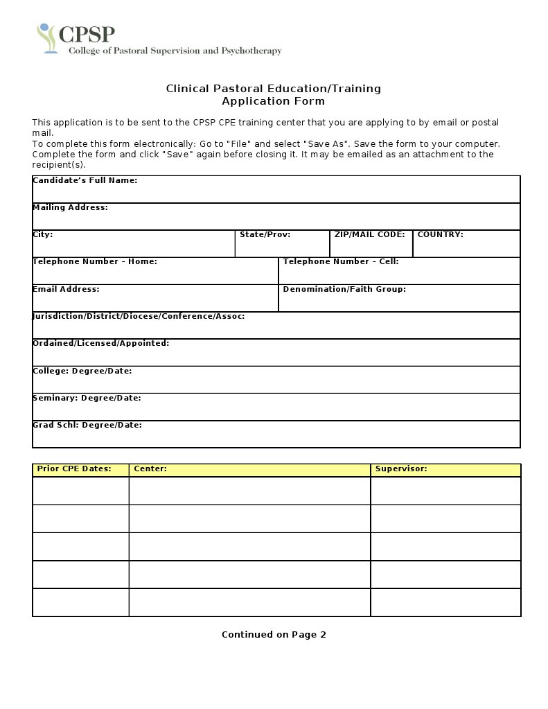 CPSP Cpe Application Form | PDF