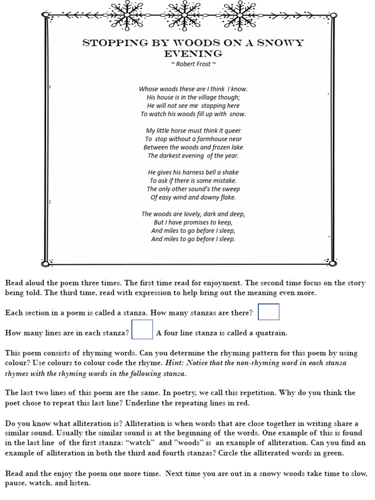 Stopping by Woods On A Snowy Evening: Rhymes With The Rhyming Words in ...