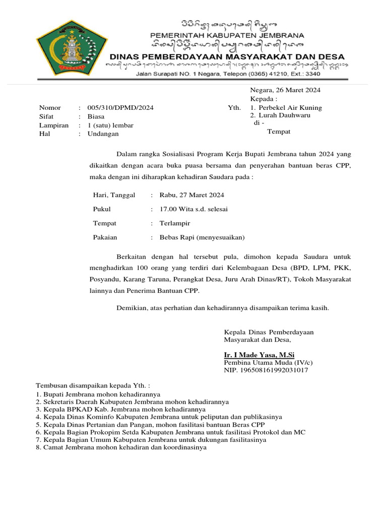 Surat Bukber Air Kuning | PDF