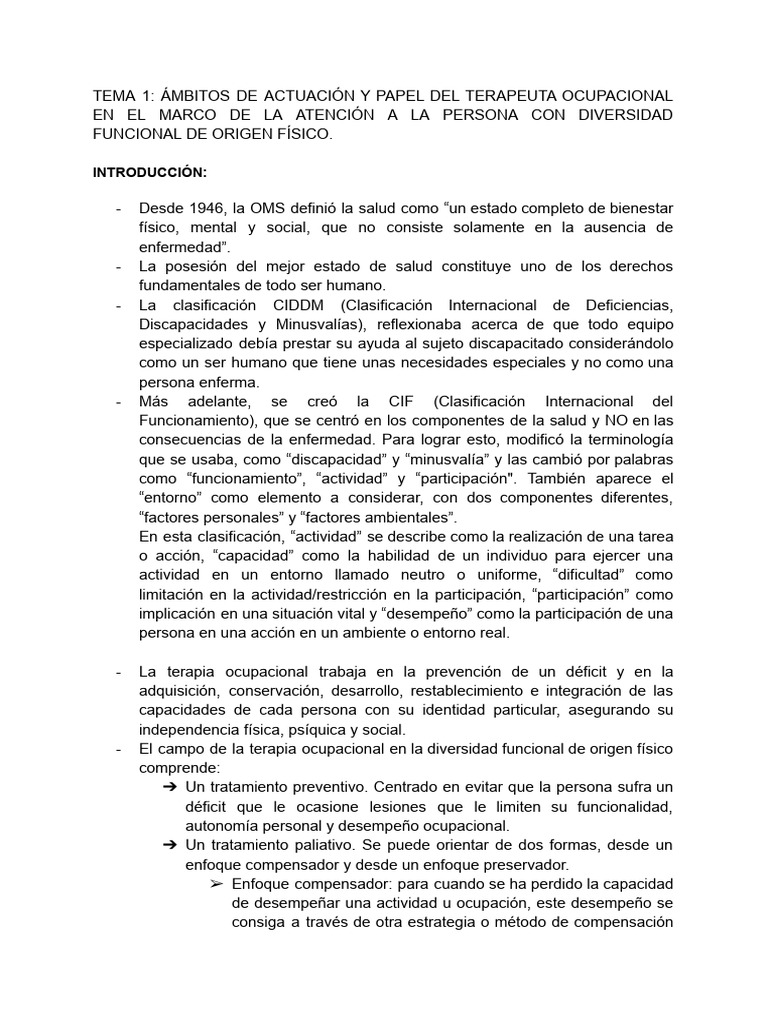 Tema 1 Df B Pdf Invalidez Terapia Ocupacional