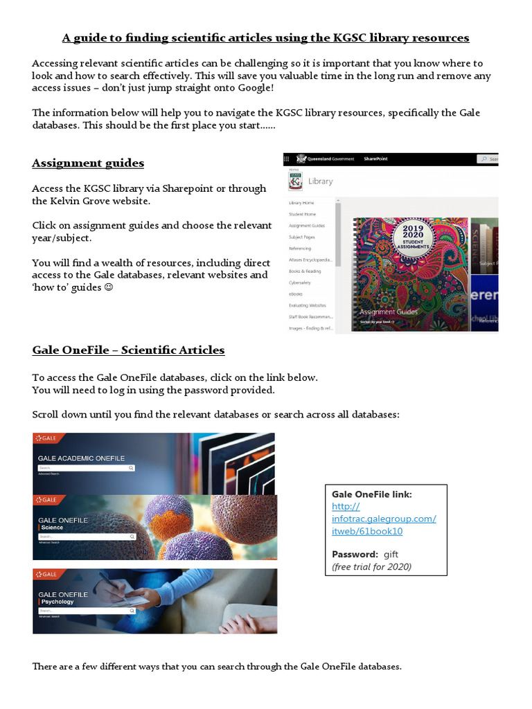 A Guide To Finding Scientific Articles Using The KGSC Library Resources ...