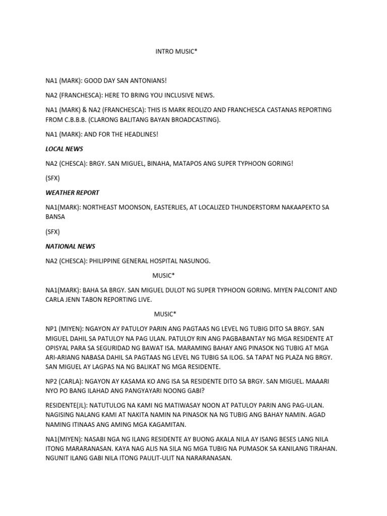 TV Broadcasting Script | PDF