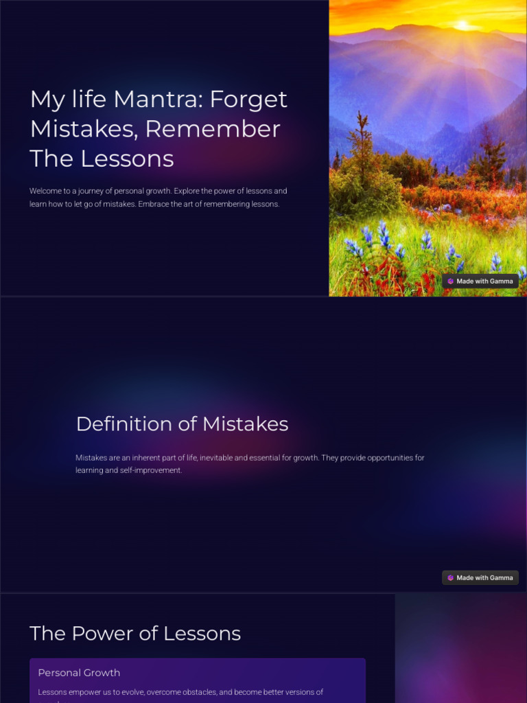 My Life Mantra Forget Mistakes Remember The Lessons | PDF ...