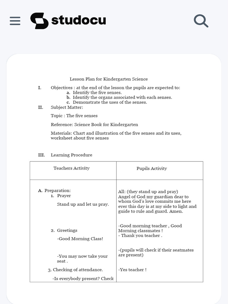 4a's detailed lesson plan for early childhood tea… | PDF