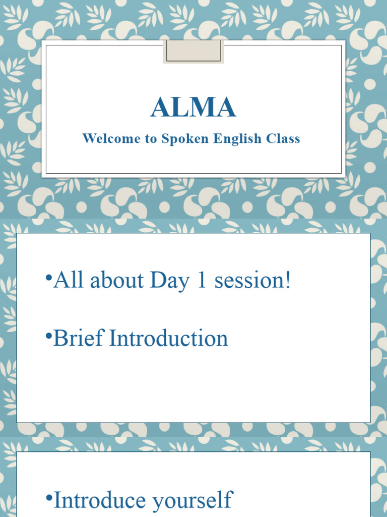 Alma Spoken English | PDF