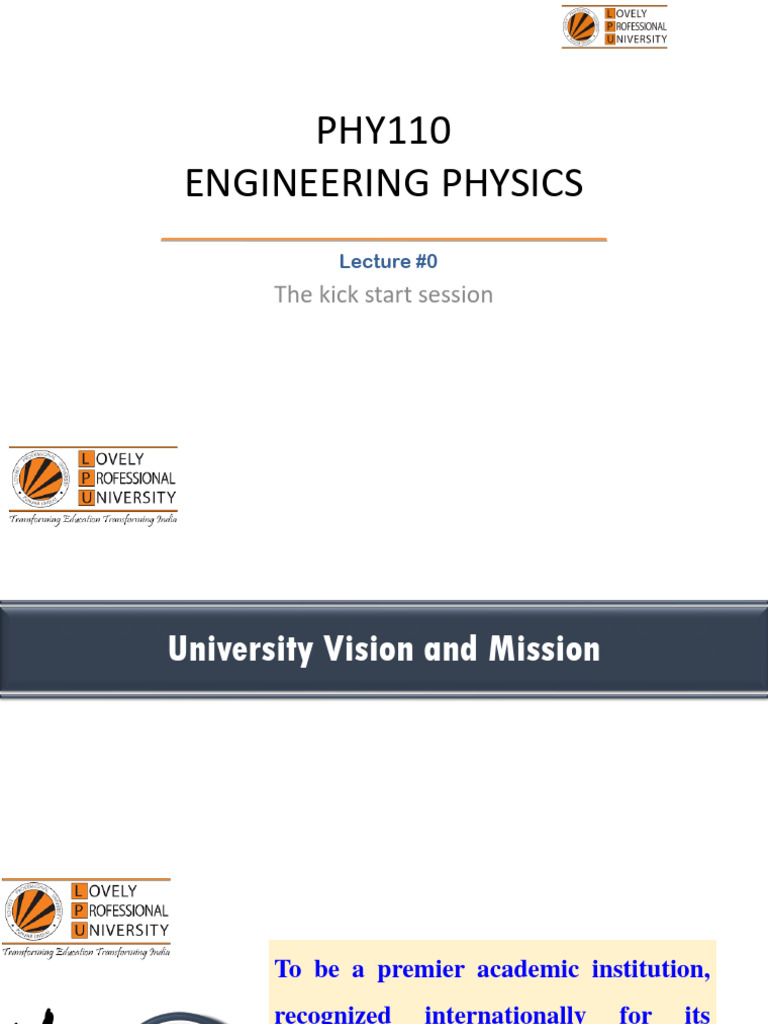 PHY110 ZeroLecture | PDF | Engineering | Knowledge