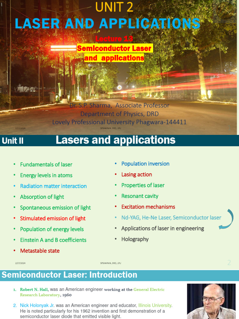 Lecture 13 Semiconductor Laser | PDF | Laser | Laser Diode