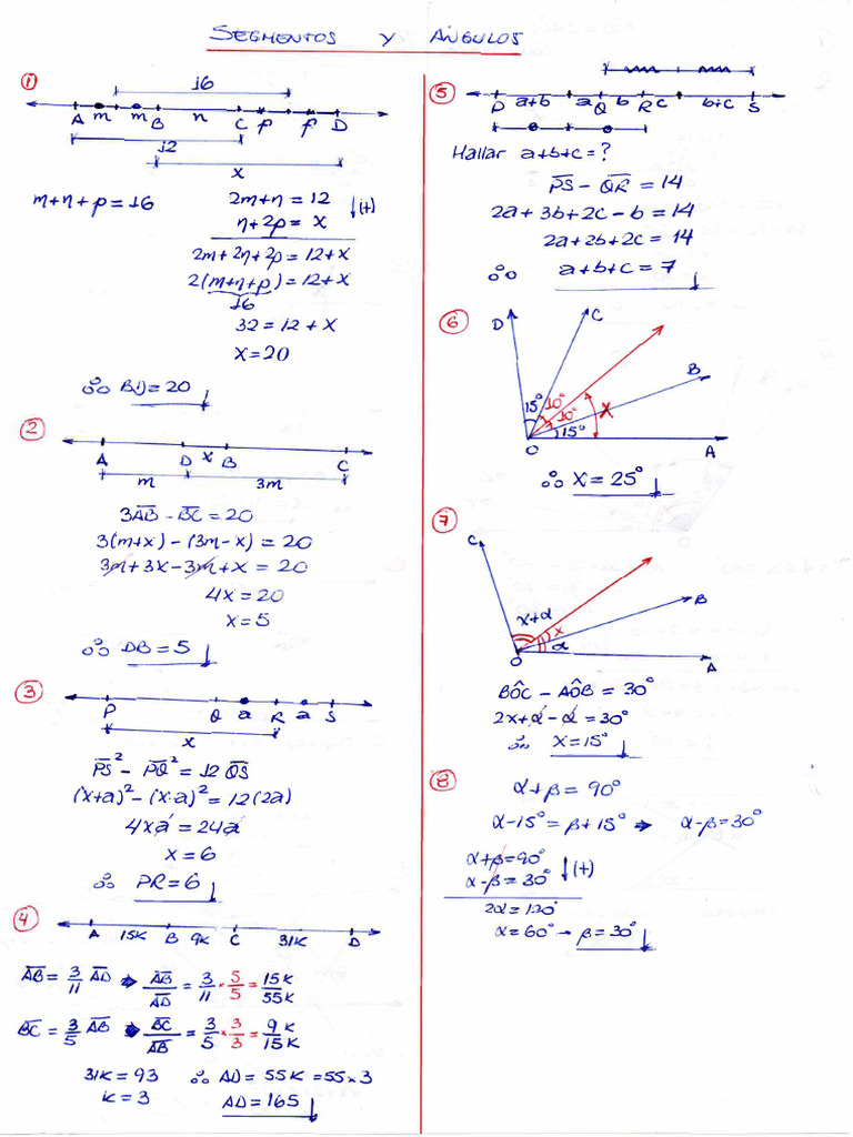 Tema 8 Segmentos y Angulos (Solucionario) | PDF