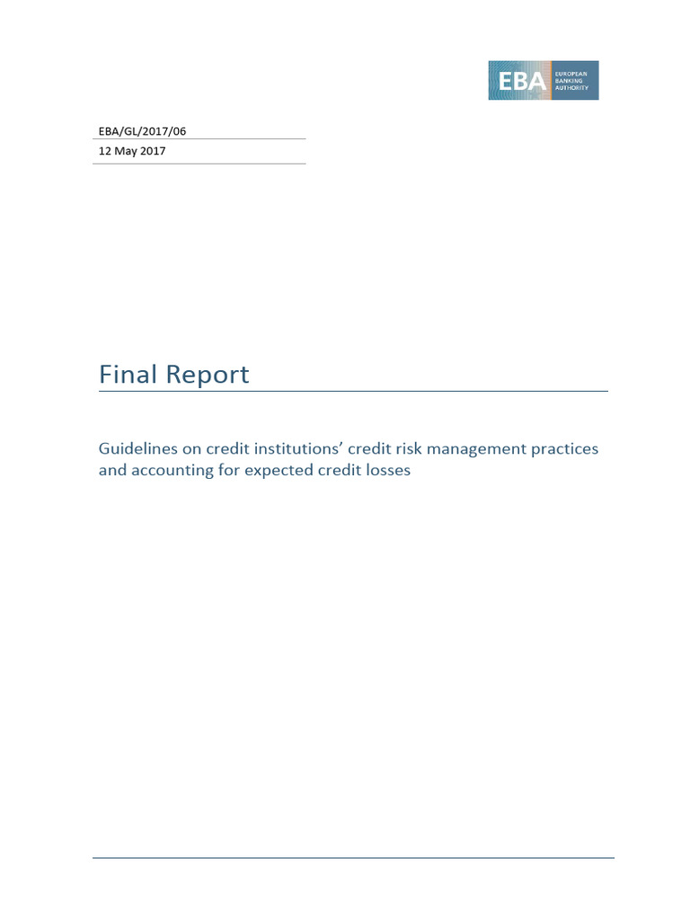 Final Guidelines On Accounting For Expected Credit Losses (EBA-GL-2017-06) | PDF | International ...