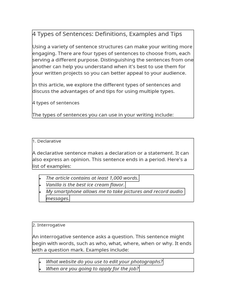 Types of Sentences | PDF | Sentence (Linguistics) | Question