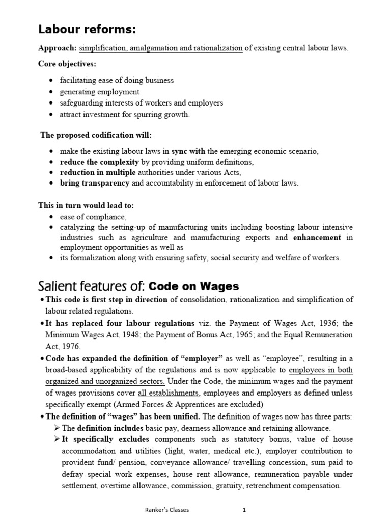 Labour Law Reforms Overview | PDF | Employment | Labour Law