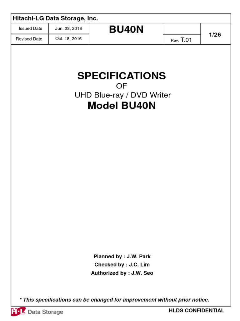 BU40N Specifications | PDF | Blu Ray | Dvd