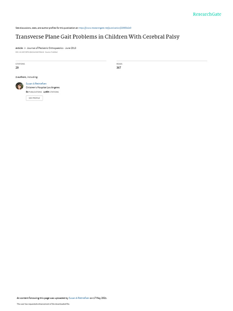 Transverse Plane Gait Problems in Children With Cerebral Palsy | PDF ...