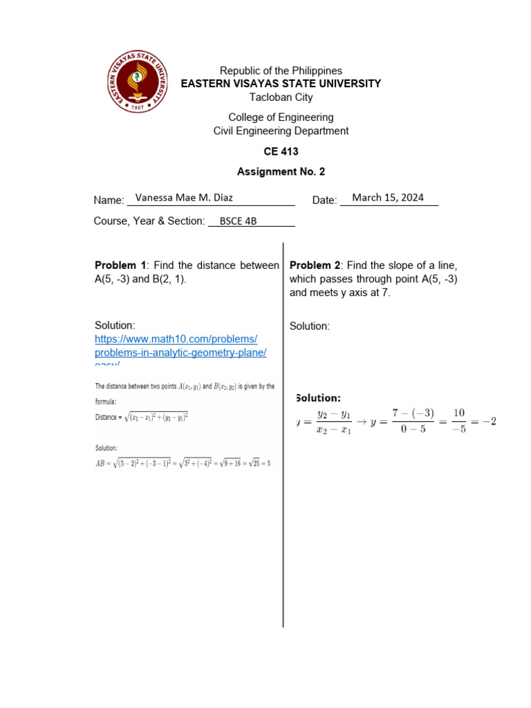 Ass 2 Pdf Equations Analytic Geometry