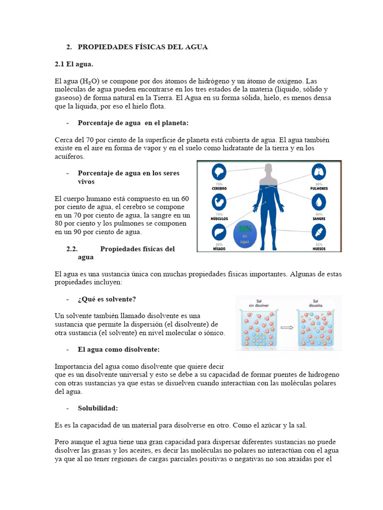 Propiedades Físicas Del Agua (Autoguardado) | PDF | Agua | Propiedades del agua