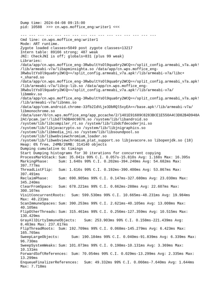 Android App Performance Logs | PDF | Computing | Java Platform