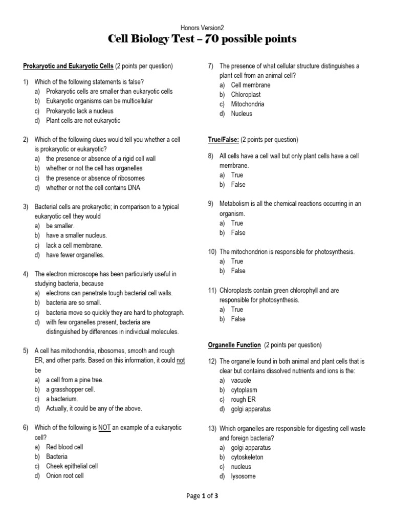 G10 Science Semester 2 Study Guide | PDF | Cell (Biology) | Endoplasmic ...