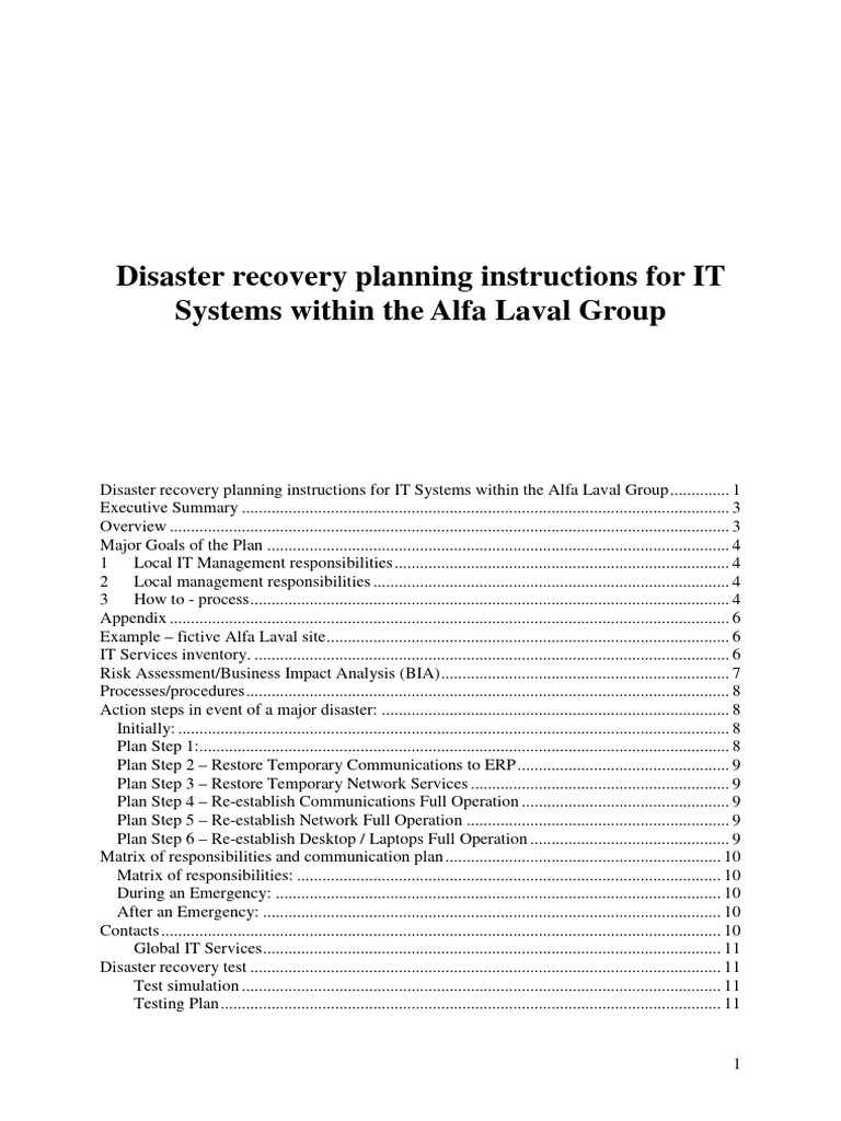 IT Disaster Recovery Plan | PDF | Computer Network | Disaster Recovery