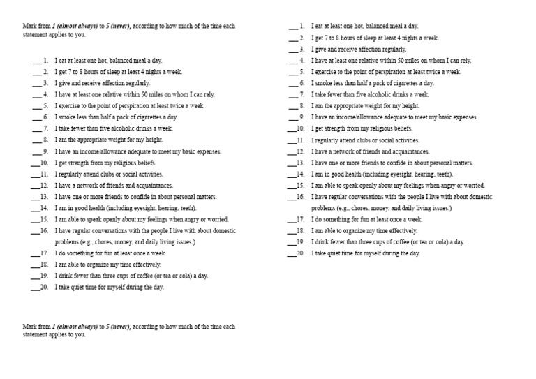 Stress Vulnerability Scale | Download Free PDF | Determinants Of Health