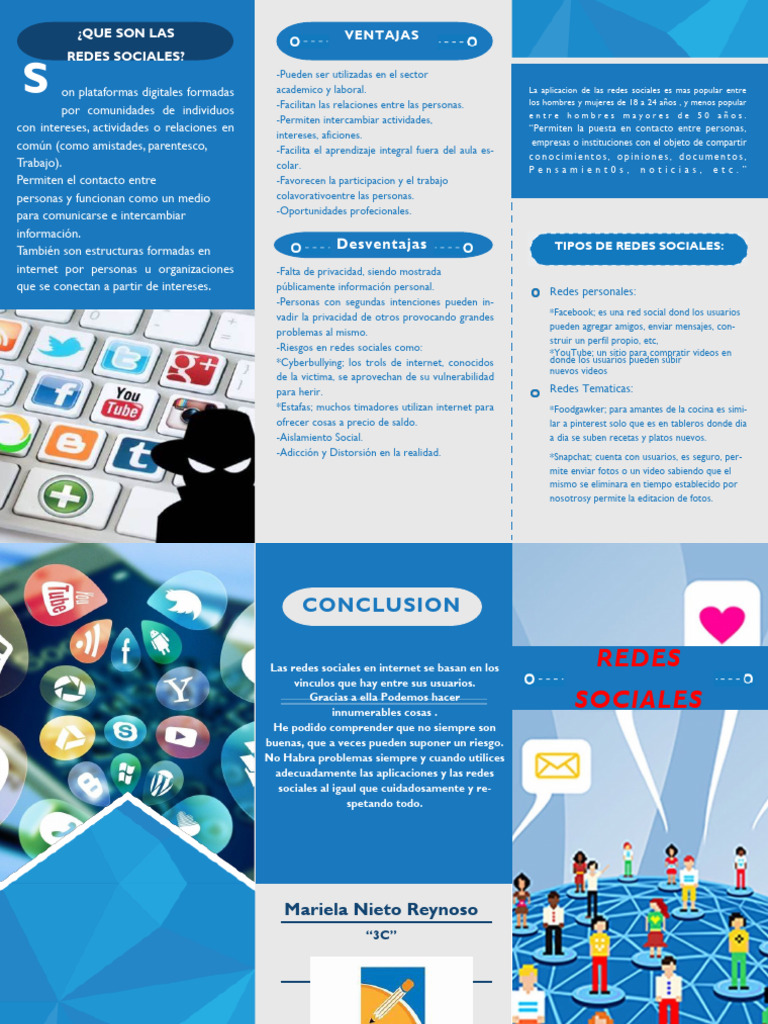 Redes Sociales Triptico | PDF | Servicio de redes sociales | Internet