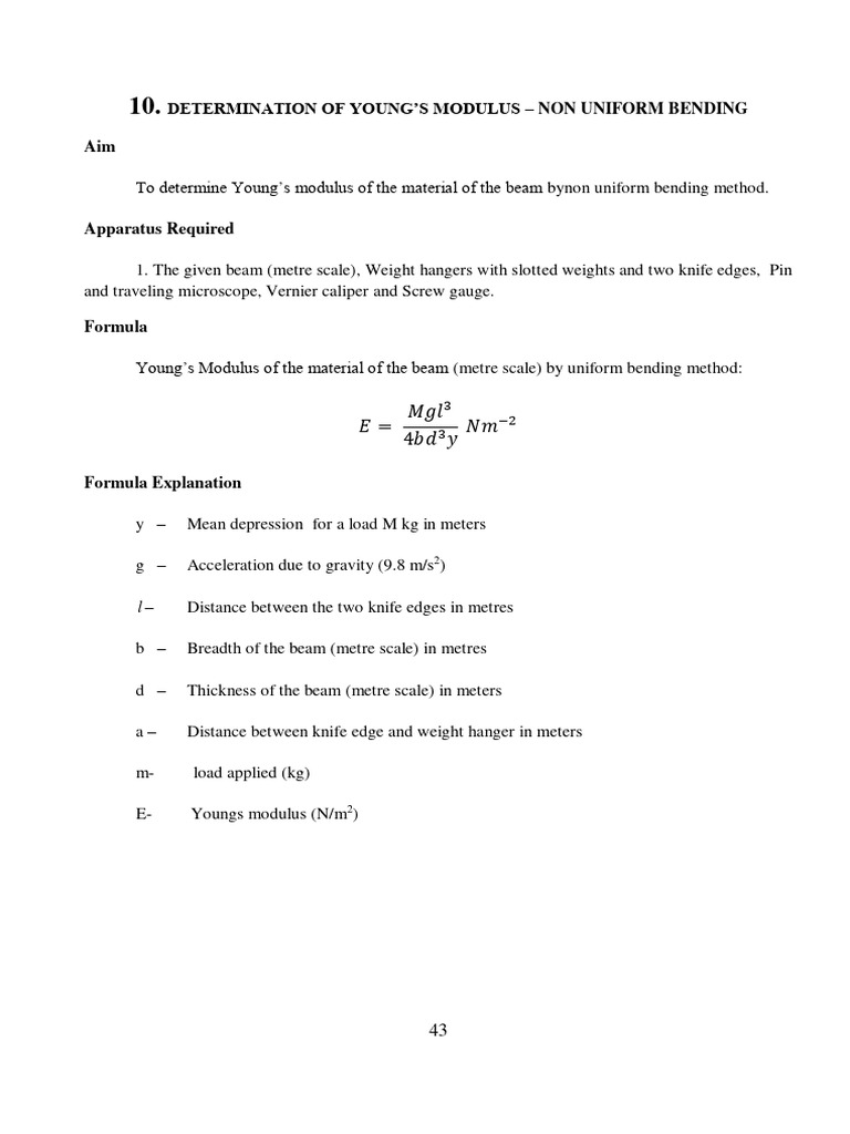 Youngs Modulus - Non Uniform Bending | PDF | Bending | Weight