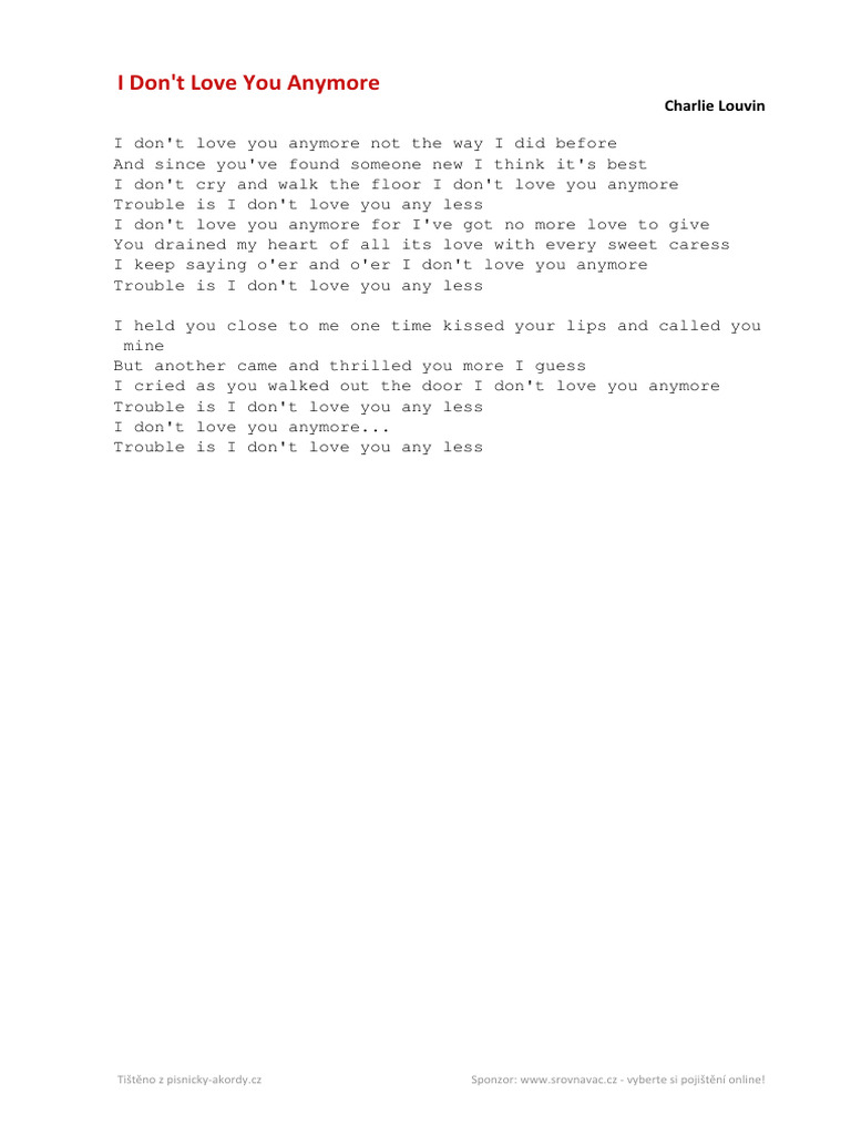 I Dont Love You Anymore | PDF