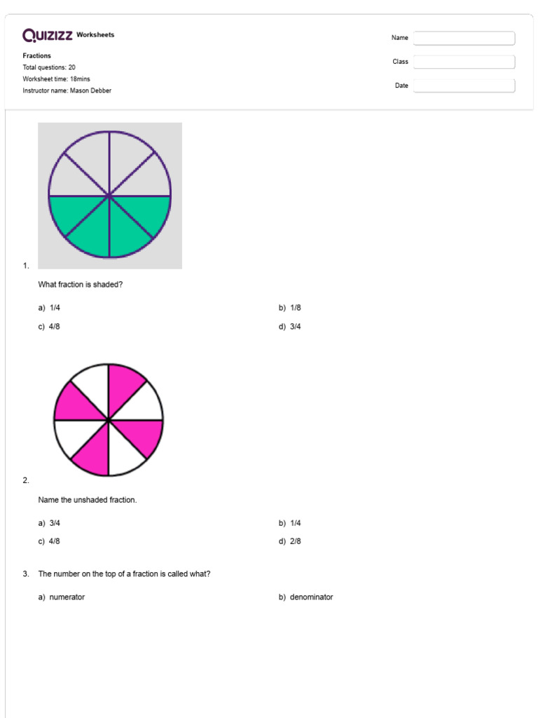 Quizizz - Fractions | PDF | Mathematical Concepts | Mathematical Objects