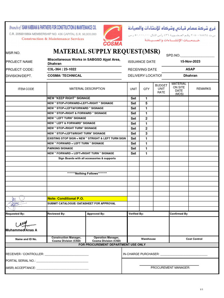 PR CIV 010 Sign Boards | PDF | Materials