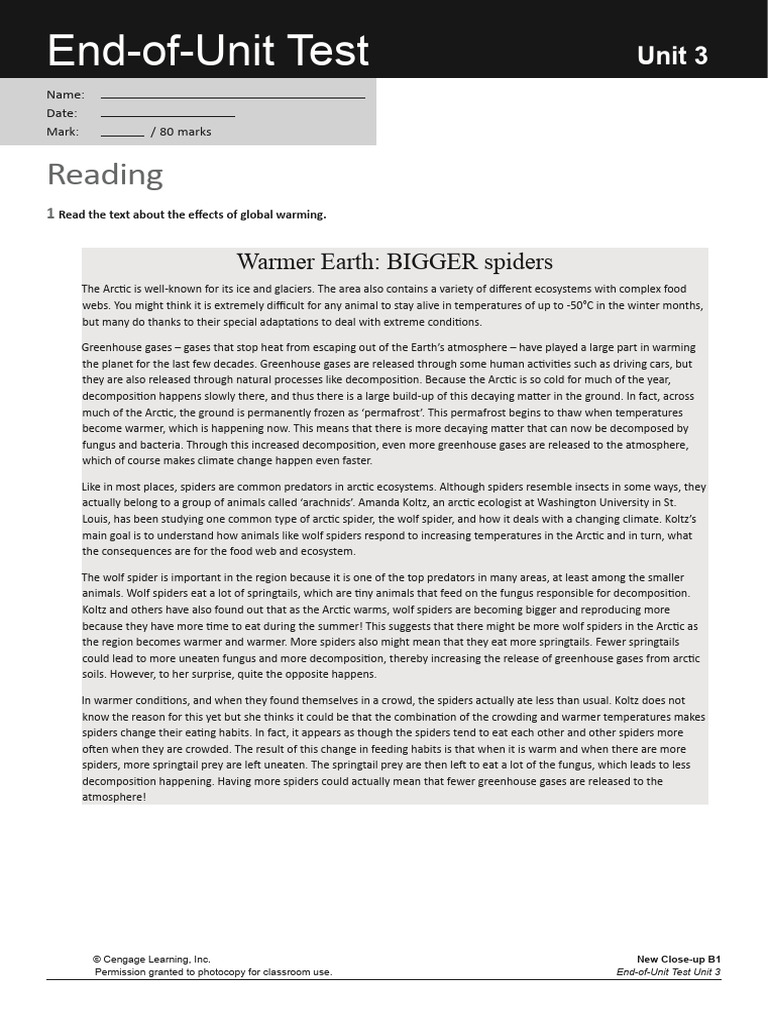 b1_end-of-unit_test_unit_3 | PDF | Decomposition | Greenhouse Effect