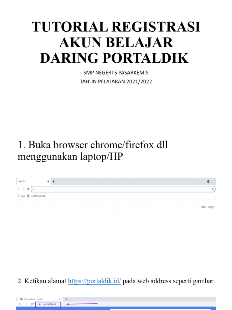 Tutorial Registrasi Akun Belajar Daring Portaldik 1 | PDF | Karier & Perkembangan