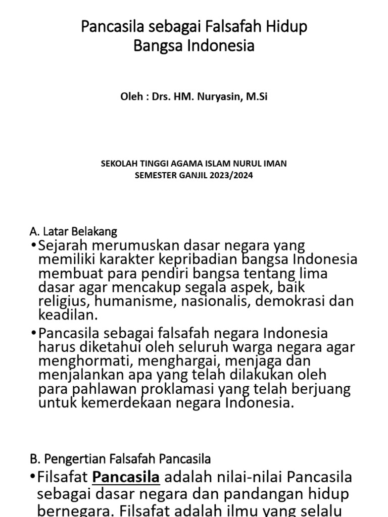 Materi 6 Pancasila Sebagai Falsafah Hidup | PDF | Agama & Spiritualitas