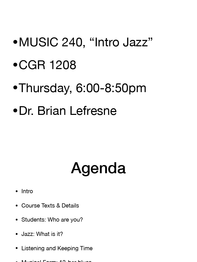 Jazz Class 1 W24 | Download Free PDF | Jazz | Musical Forms