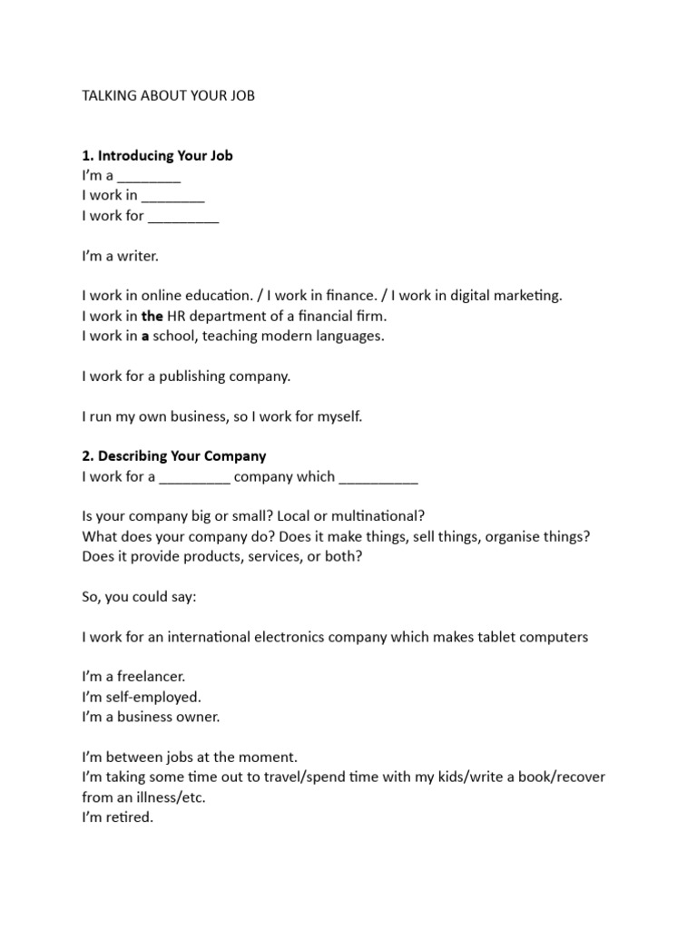 How to Talk About Your Job Effectively | PDF | Pharmacy | Health Care