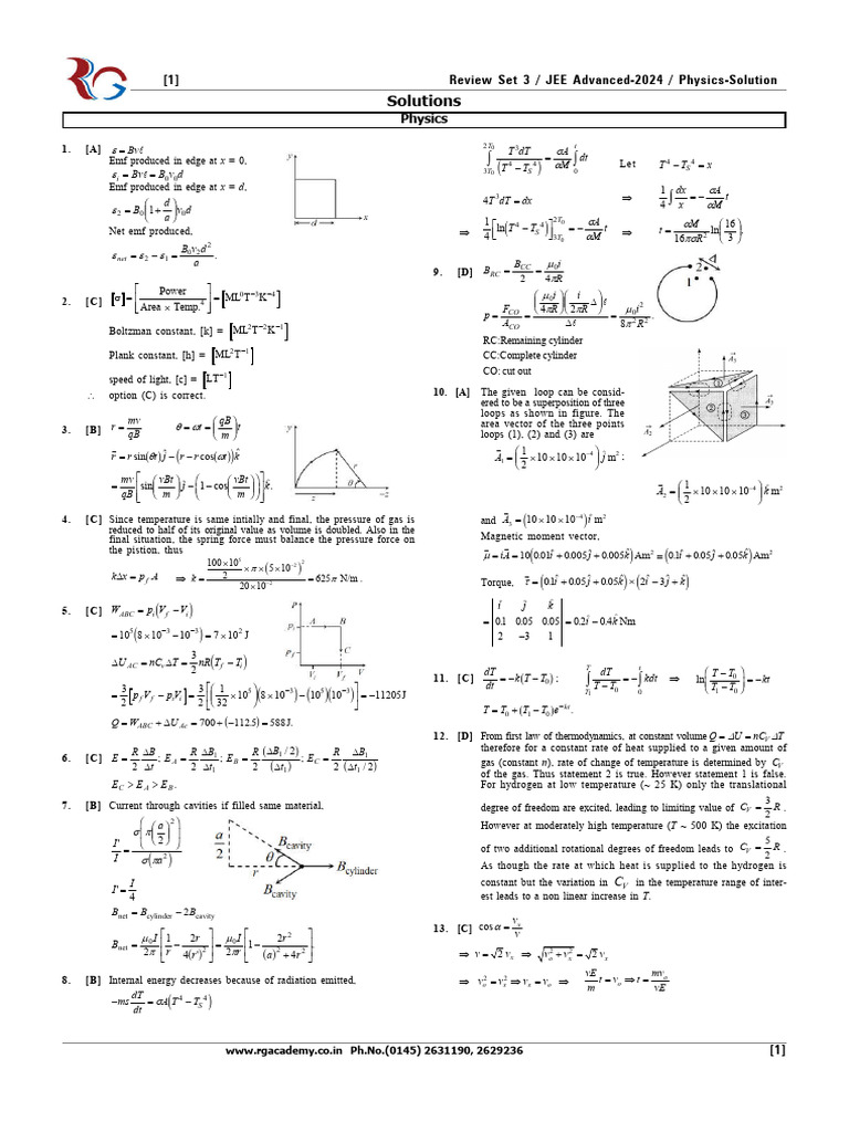 RS-3 Physics Solution | PDF | Gases | Physical Phenomena