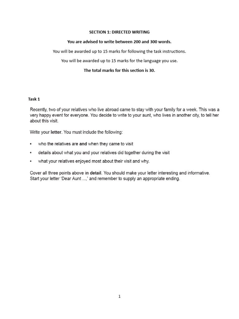 Writing Exam Paper Term 1 2024 | PDF