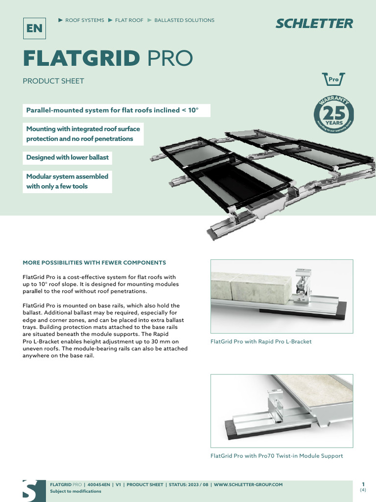 Schletter Productsheet FlatRoof FlatGrid - Pro EN | PDF | Technology ...